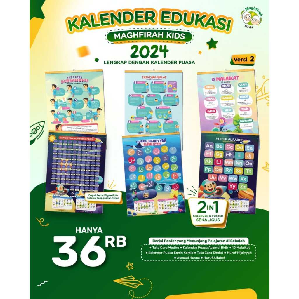 Jual Kalender Anak 2024 & Poster Edukasi Uk. A3 | Maghfirah Pustaka ...