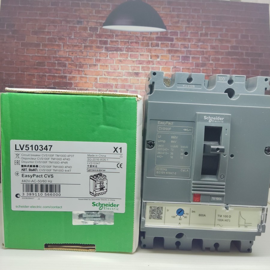 Jual MCCB Breaker Schneider CVS100F 3P 100A LV510337 TM100D 3Pole CVS ...