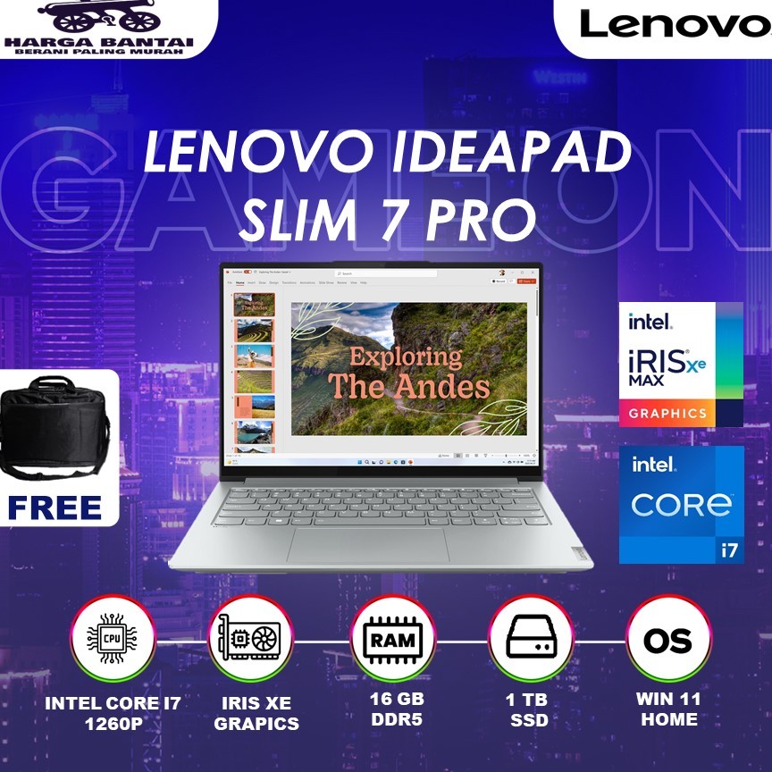 Jual LENOVO IDEAPAD SLIM 7 PRO 14 TOUCH EVO i7 1260P 16GB 1TB SSD | Shopee Indonesia