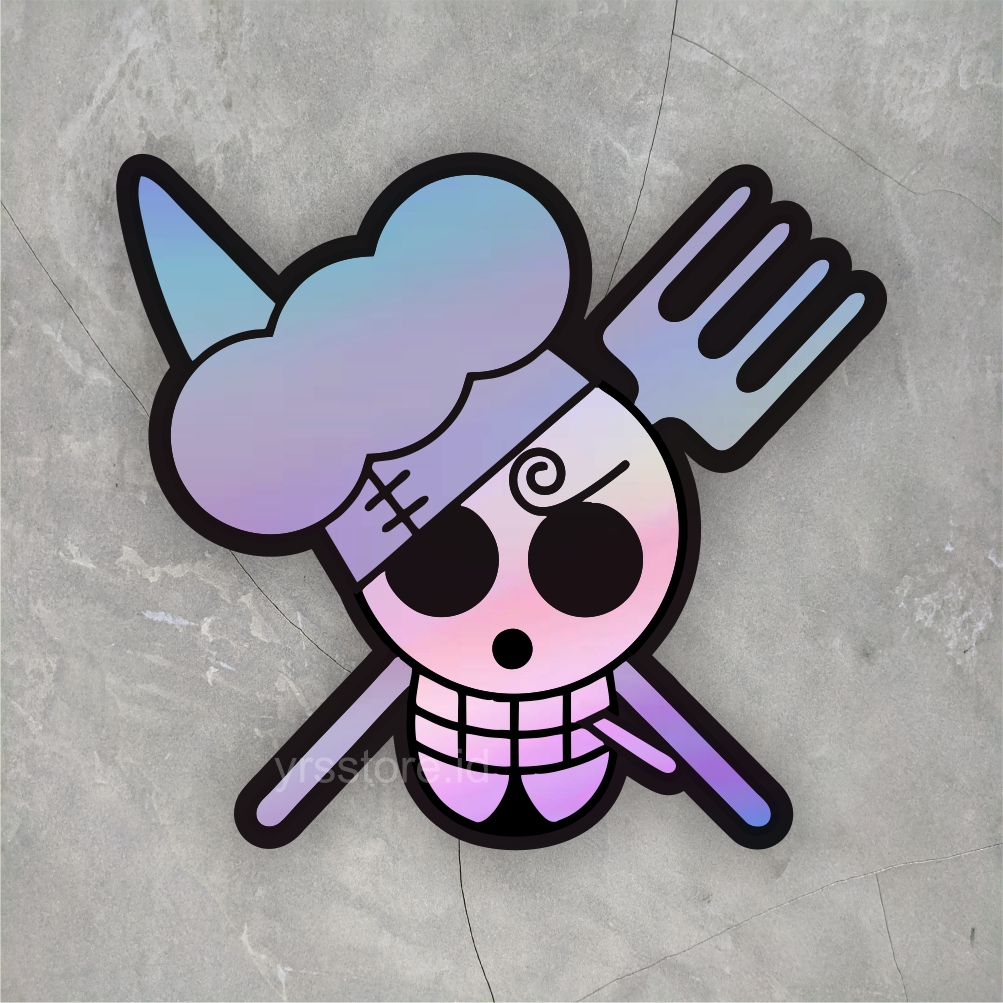 Jual Sticker Anime Hologram Logo Sanji ukuran +- 7 cm sticker case hp ...