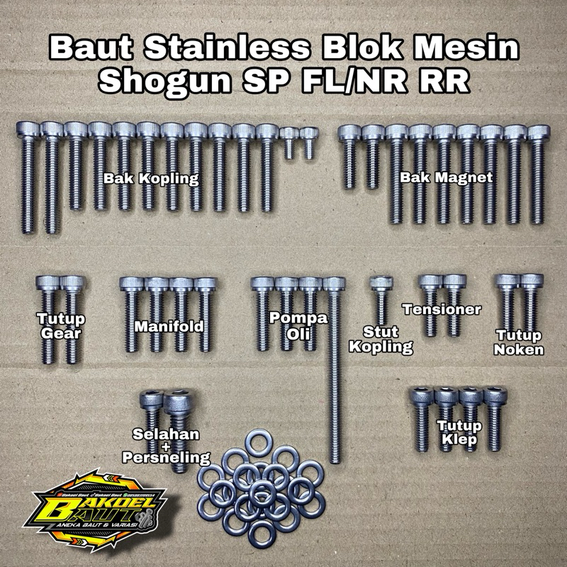 Jual Baut blok mesin SHOGUN SP FL NR RR baut L stainless anti karat 100% stainless | Shopee ...