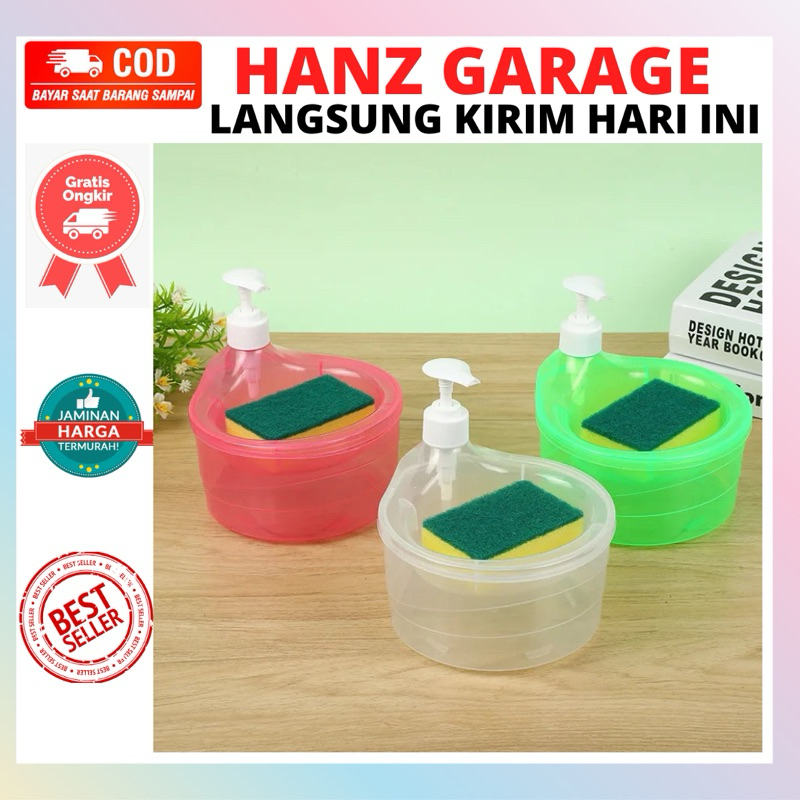 Jual Tempat Sabun Bulat 1000ml + Spons Cuci Piring (2in1) Dispenser ...