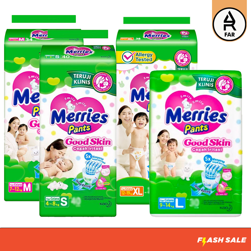 Jual Merries Pants Good Skin S40 M34 L 30 popok murah | Shopee Indonesia
