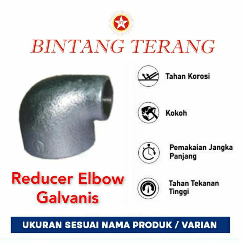 Jual Reducer Elbow Galvanis 2 x 11/2 / Vlok Knee Besi Galvanis ...