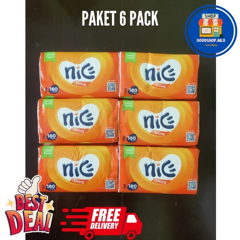 Jual (Paket isi 6) Tissue NICE 180 Sheet 2 ply Murah | Shopee Indonesia