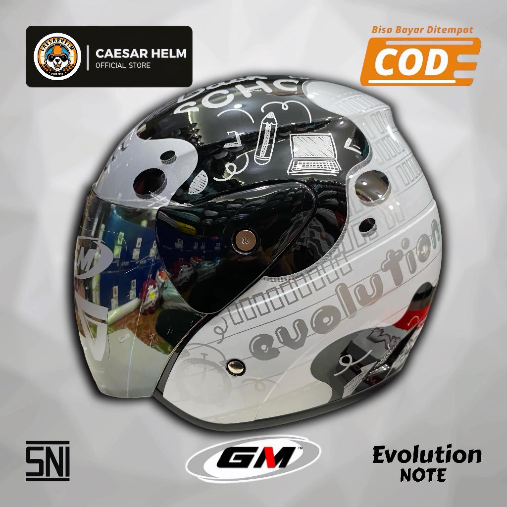 Jual GM EVOLUTION MOTIF NOTE BLACK/WHITE - HELM HALF FACE - [CAESAR ...