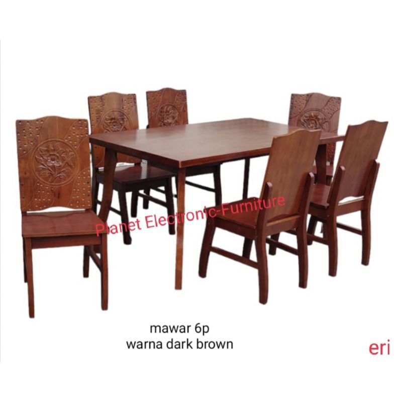 Jual Meja Makan Kayu Solid 6kursi Dining set 6person Dining Table Meja ...