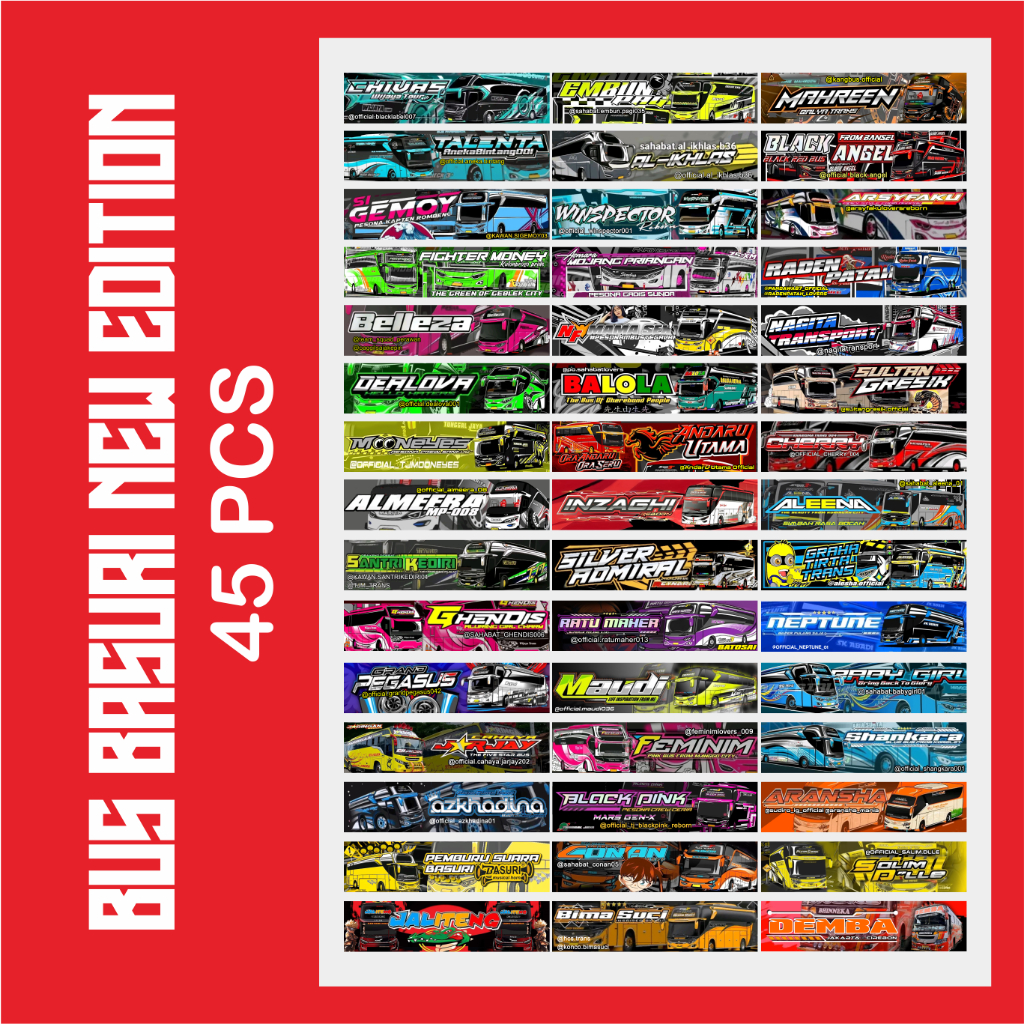 Jual STICKER BUS BASURI 45PCS PREMIUM DESAIN 2 | Shopee Indonesia