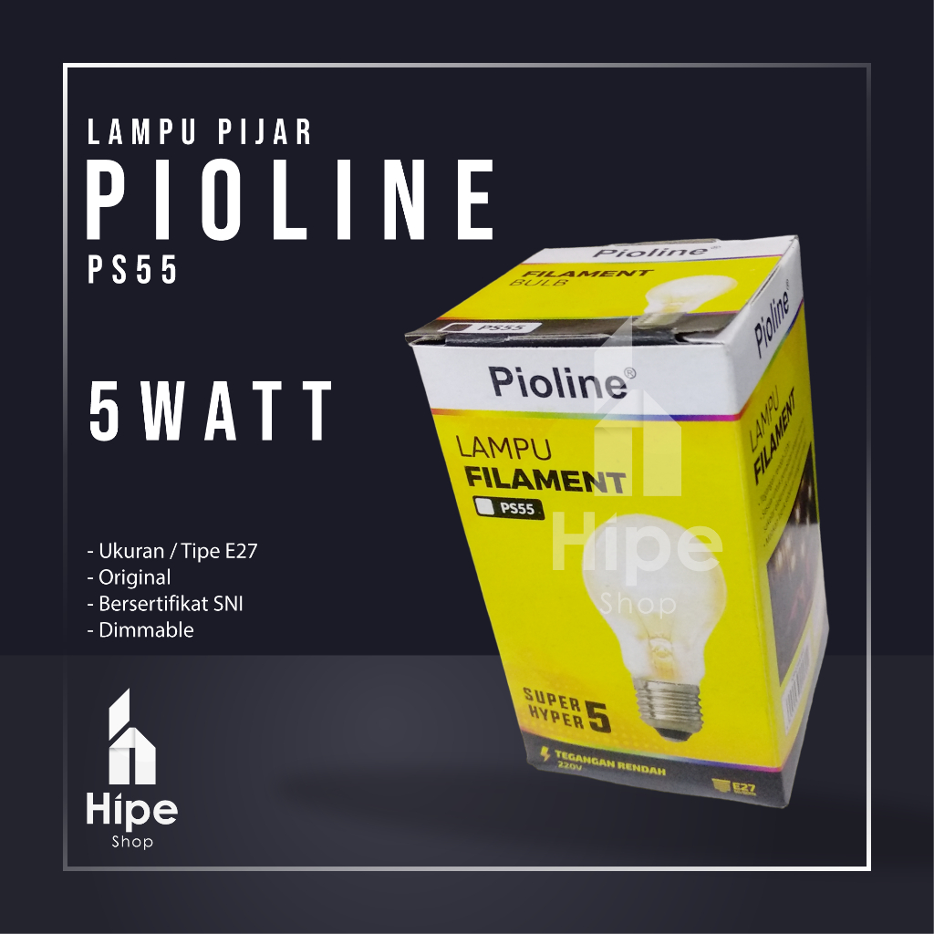 Jual Lampu pijar bohlam pioline 5 watt PS55 / bola lampu filament bulb ...
