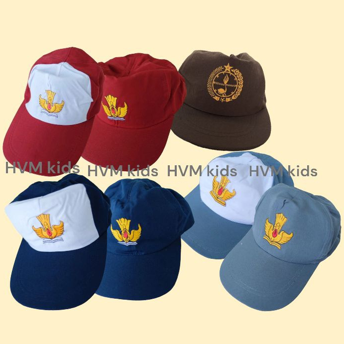 Jual Topi Sekolah SD SMP SMA Logo Bordiran Double Warna Dan Polos Topi ...
