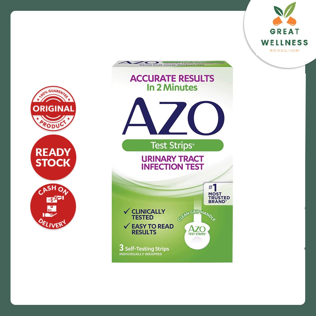Jual (DIJAMIN ORIGINAL) AZO Urinary Tract Infection (UTI) Test Strips ...