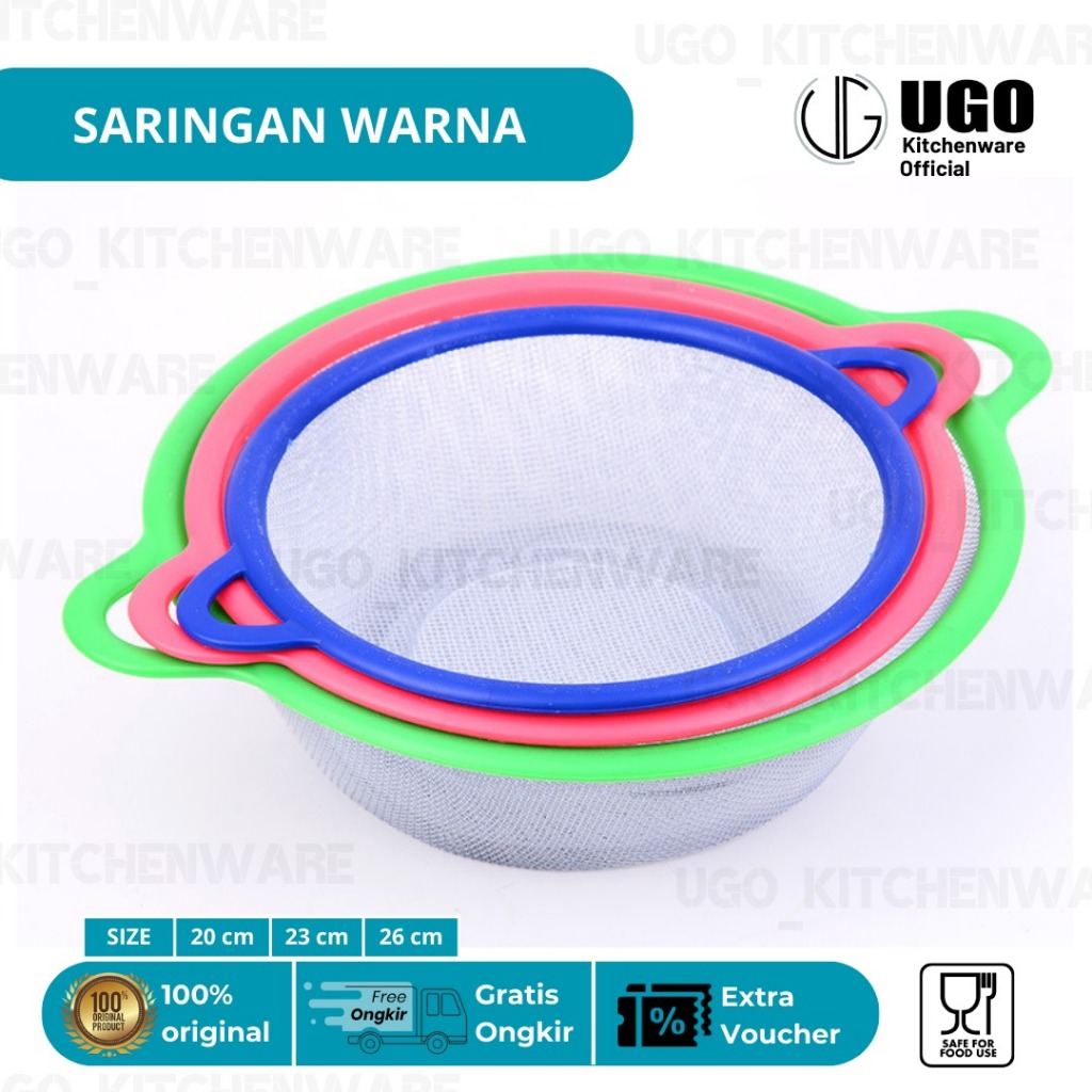 Jual UGO Saringan Warna Bulat Multifungsi | Ayakan Tepung | Strainer ...