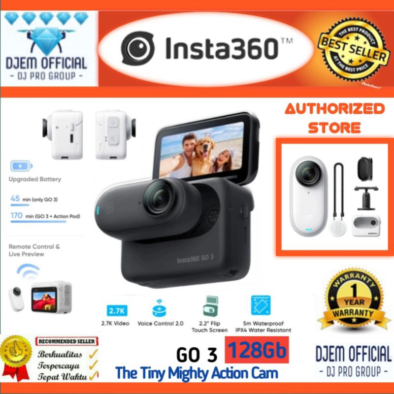 Jual INSTA360 GO 3S The Tiny Mighty Action Cam Insta 360 GO 3 S Action Camera Black White with ...