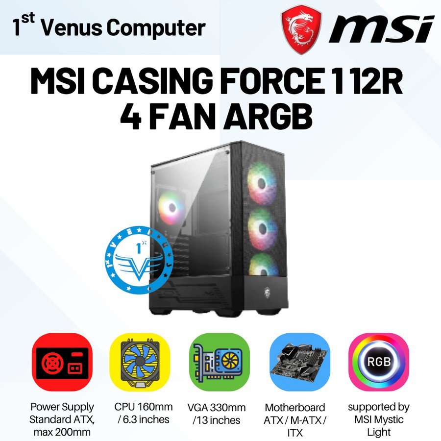 Jual Casing Msi Mag Forge 112R / ARGB Tempered Glass Mid-Tower Gaming ...