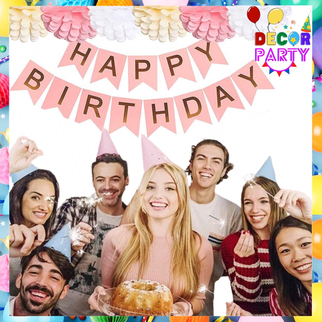 Jual DP Banner Happy Birthday Warna Warni Set 13Pcs Backdrop Pesta ...