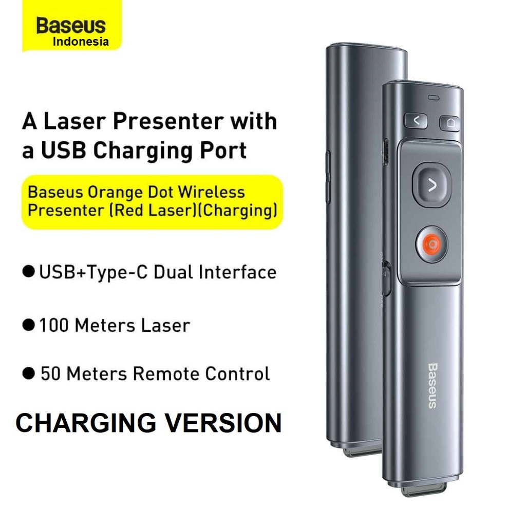 Jual Baseus Orange Dot Wireless Red Laser Pointer Charging Version ...