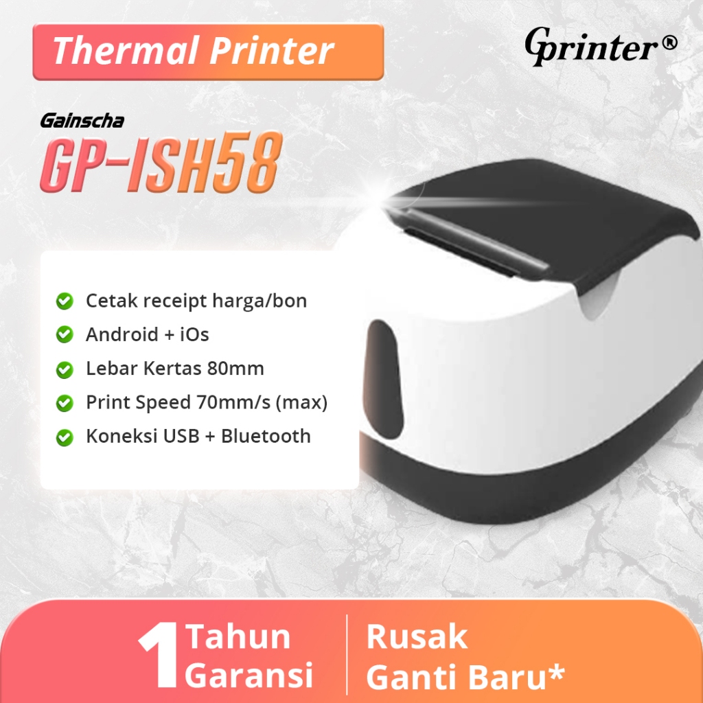 Jual PRINTER STRUK THERMAL / PRINT LABEL RESI GP-ISH58 USB BLUETOOTH - 80mm | Shopee Indonesia