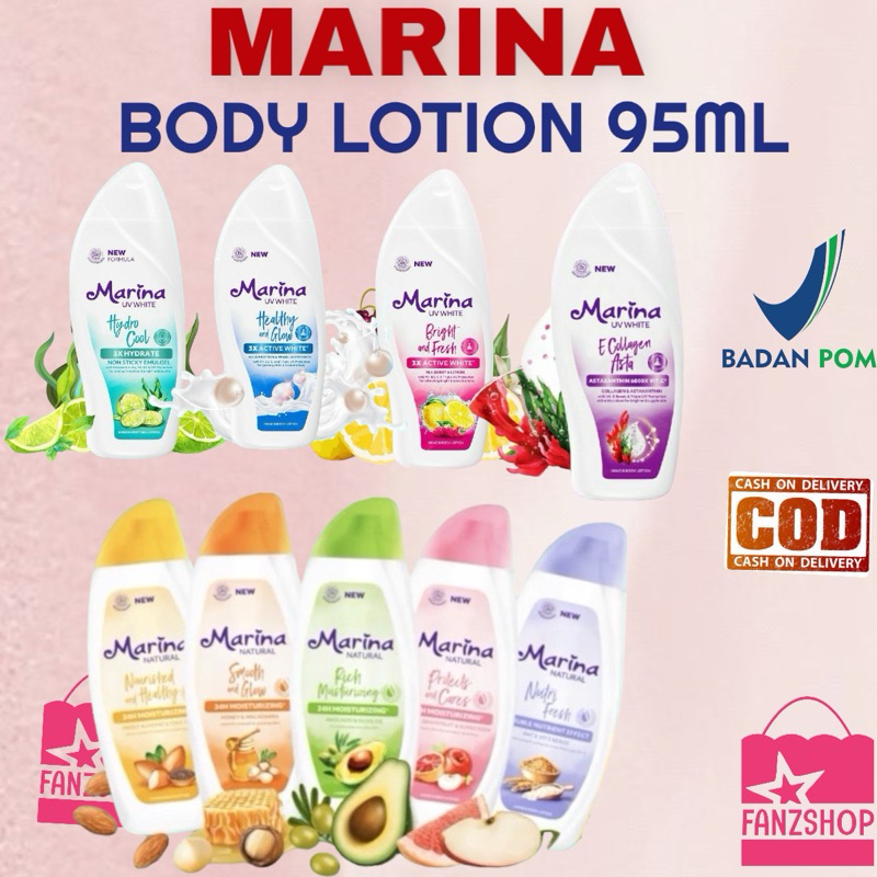 Jual Marina Hand Body Lotion Natural 92ml dan 94ml dan 95ml | Shopee Indonesia