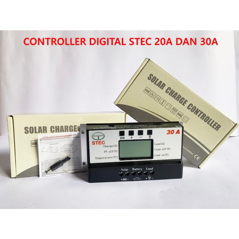 Jual Controller PWM Digital STEC 20ah 30ah Solar panel/panel surya ...