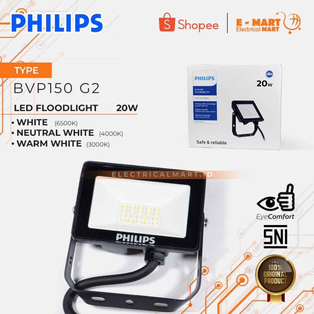 Jual PHILIPS BVP150 G2 Essential SmartBright Lampu Sorot LED 20W | Shopee Indonesia