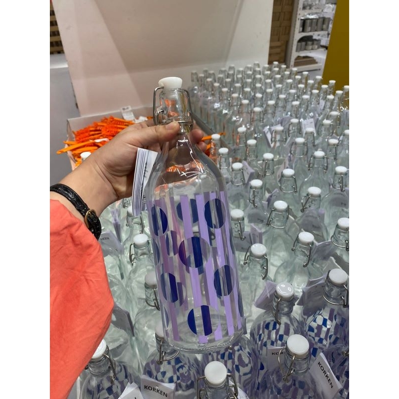 Jual IKEA BOTOL KACA MOTIF UNGU NAVY 1LITER SALE | Shopee Indonesia