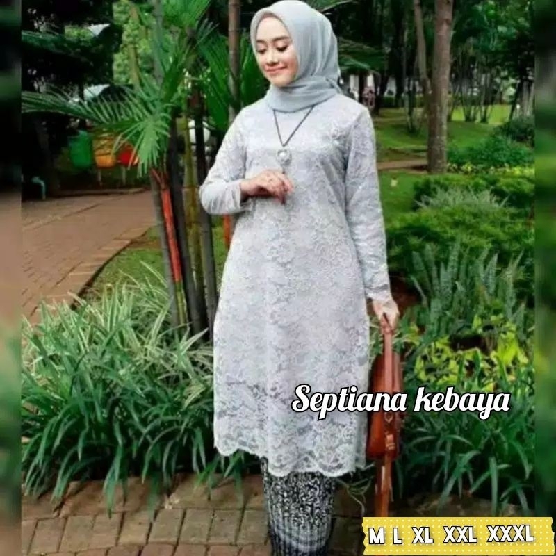 Jual KEBAYA MODERN TUNIK BRUKAT / KEBAYA BROKAT WARNA PUTIH /KEBAYA ...