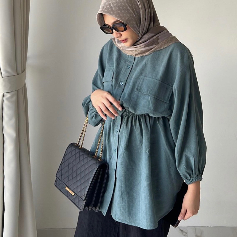 Jual NUMY WRINGKLE LONG SHIRT by Yellowfacy || BAJU LINEN KEMEJA LINEN ...