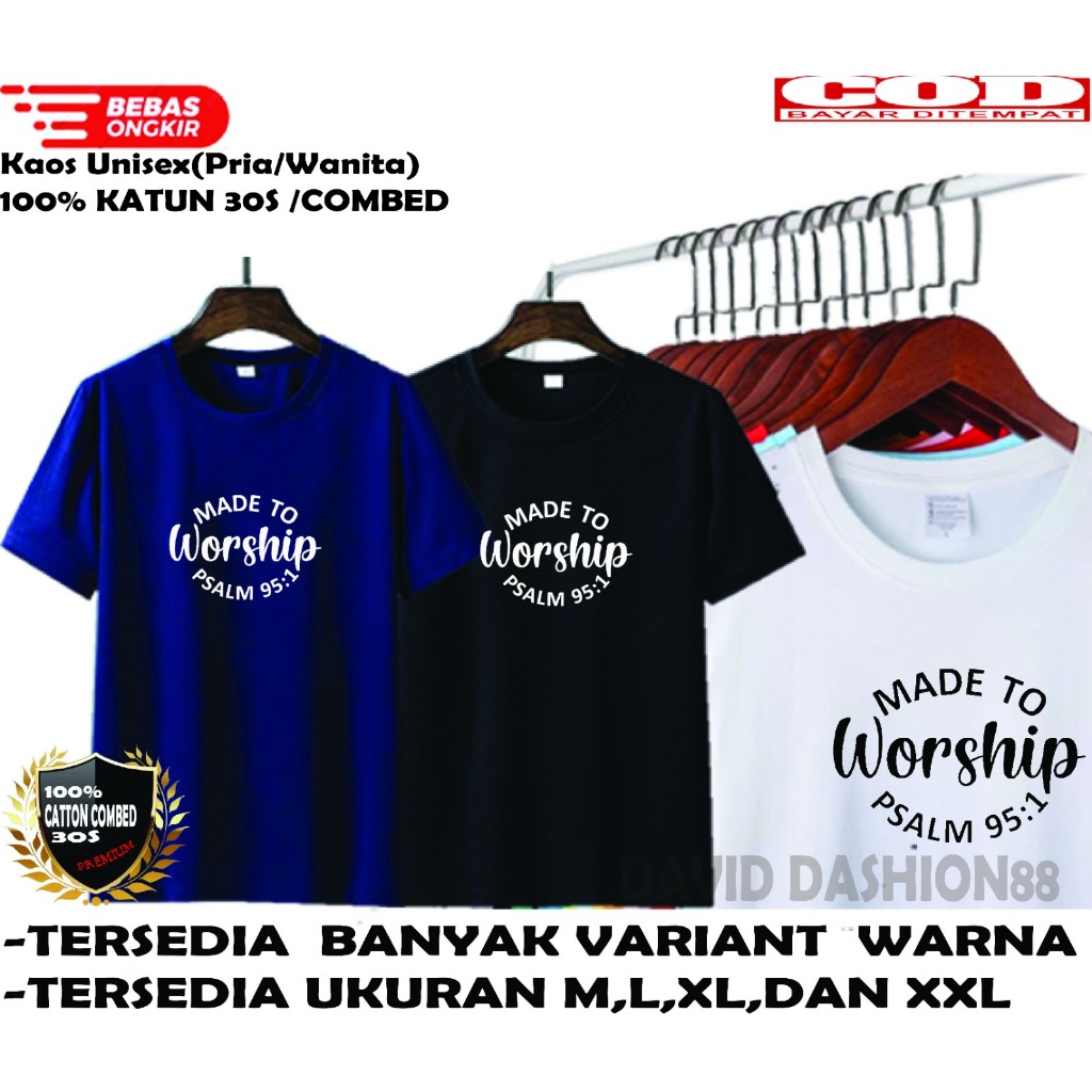 Jual kAOS KATUN COMBED WORSHIP / KAOS OBLONG ROHANI KRISTEN WANITA PRIA ...