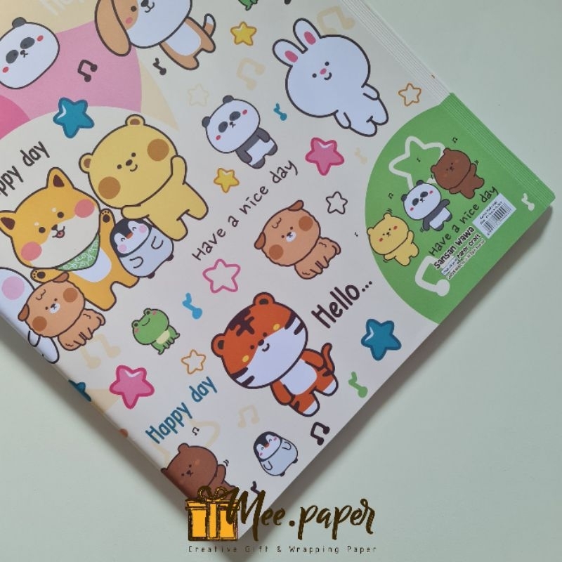 Jual Kertas Kado Sansan Wawa Motif Big Animal Cute, Bungkus / Wrapping ...