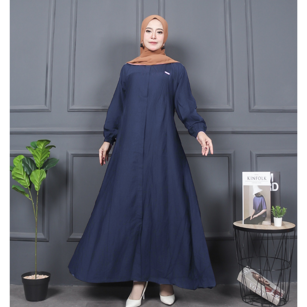 Jual Sabrina Dress Gamis Polos Wanita Simpel Elegan Polo Linen Terbaru ...