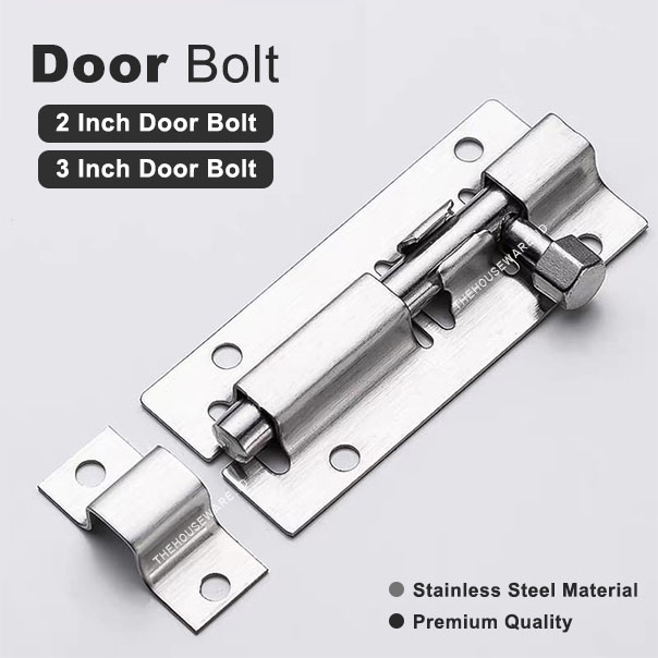Jual Slot Pintu Silver 2 inch, 3 inch Grendel Pintu Rumah Stainless ...