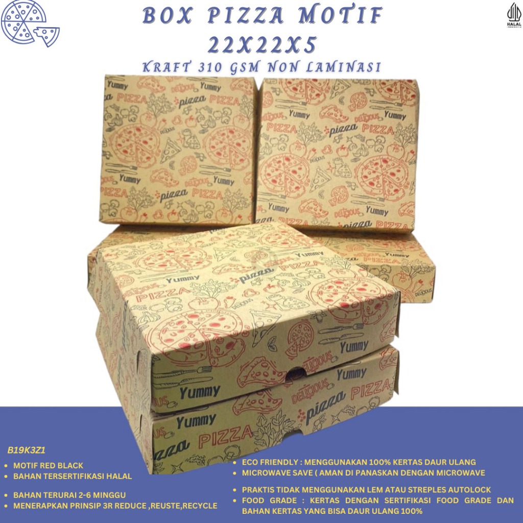 Jual Box Pizza Dus Pizza 22x22x5 Dus Pizza 25x25 Dus Motif (B19K3Z1 ...