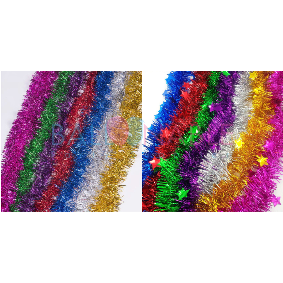 Jual slinger rumbai tensil hiasan natal bulat bintang mix warna merah ...