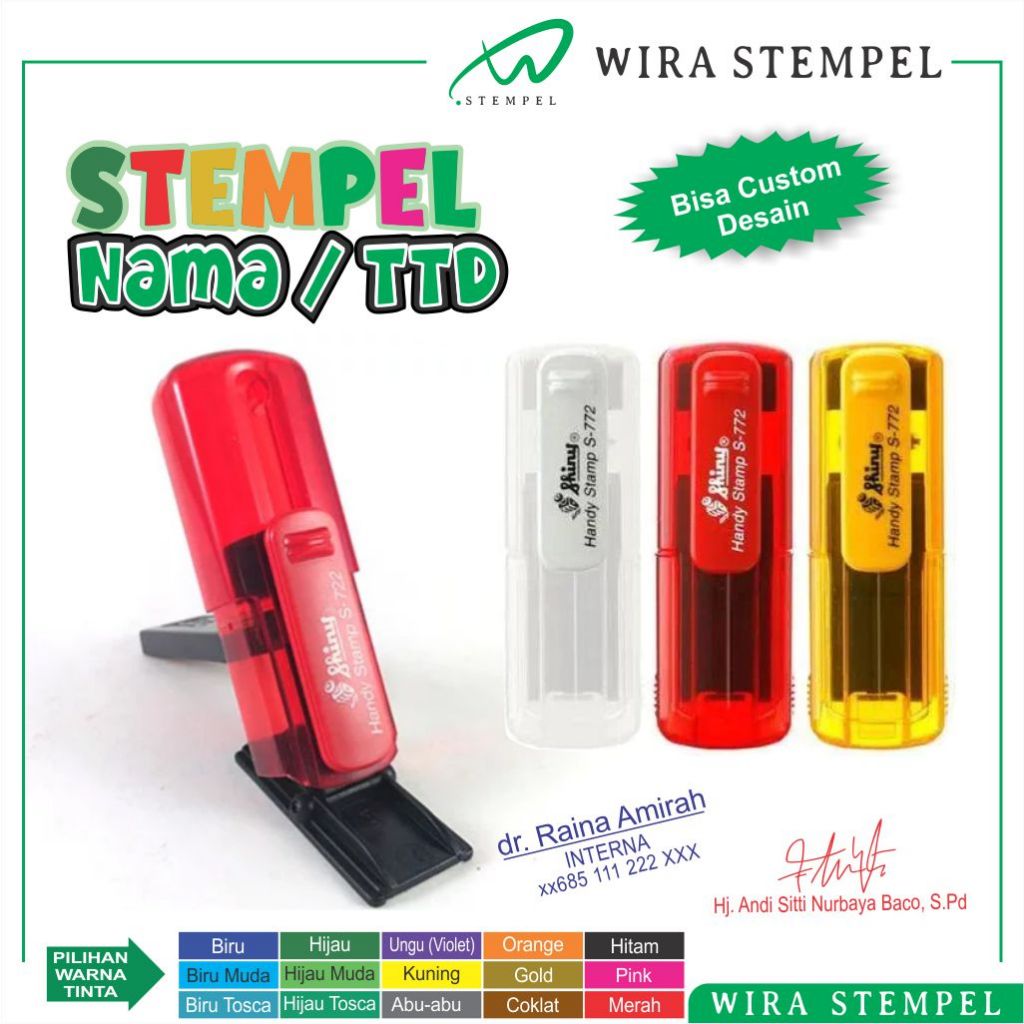 Jual Stempel Nama Ttd Dokter Bidan Perawat Cap Tanda Tangan Stampel Flash Custom stamp Shiny S ...
