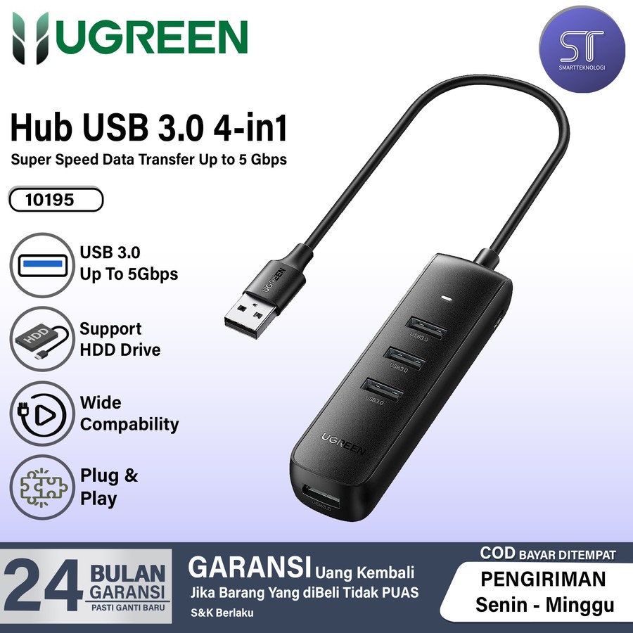 Jual Hub Splitter Usb 3.0 4 Port Ultra Slim High Speed 5Gbps UGREEN Hub | Shopee Indonesia
