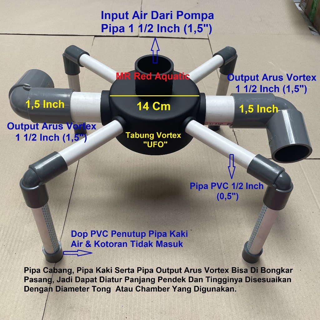 Jual Filter UFO Vortex Pipa 1 1/2 Inch Komplit Dudukan Tong Pipa Arus 1 ...