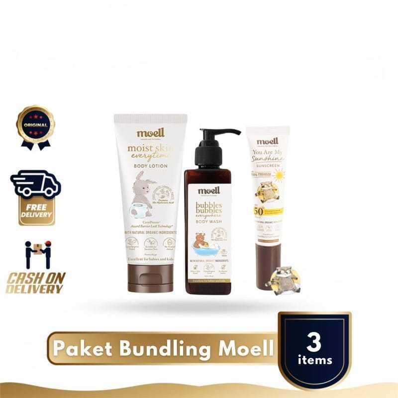 Jual Moell Spesial Bundling 3in1 - body lotion - body wash - face cream ...