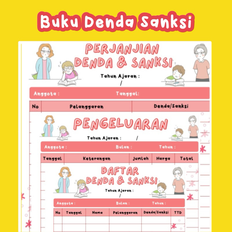 Jual ISI BINDER Buku Denda dan Sanksi Kelas Ekskul Organisasi Sekolah ...