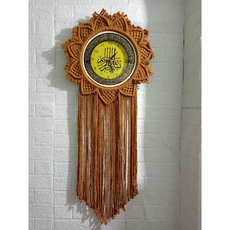 Jual (READY) jam dinding / jam dinding macrame / jam dinding unik / jam ...