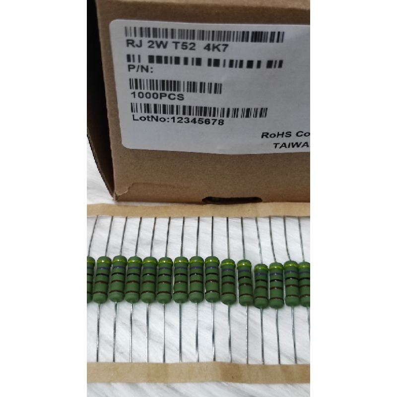 Jual 100 pcs resistor 2 watt 4K7 KAKI TEMBAGA renteng R 2W 4k7 roll ...