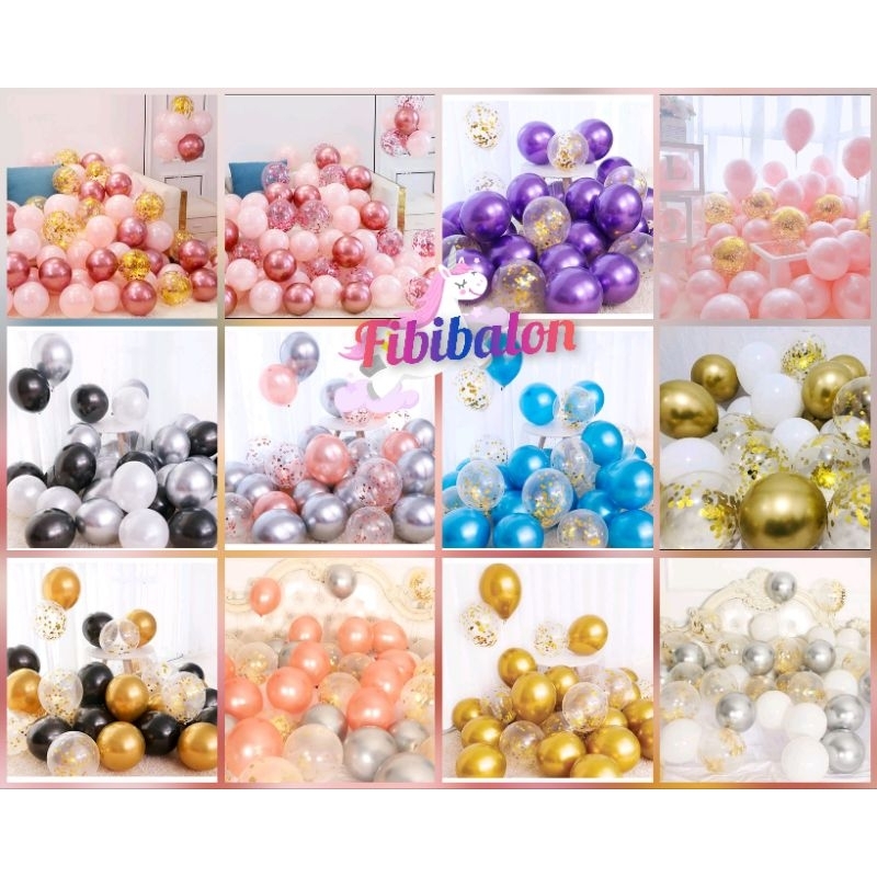 Jual Balon Chrome & Confetti Kombinasi (Isi 15pcs Balon) | Shopee Indonesia