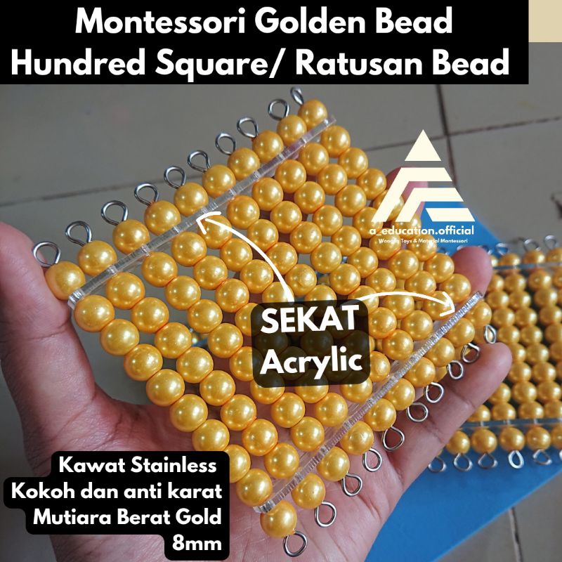 Jual Montessori Golden Beads Ratusan square Golden Bead Montessori ...