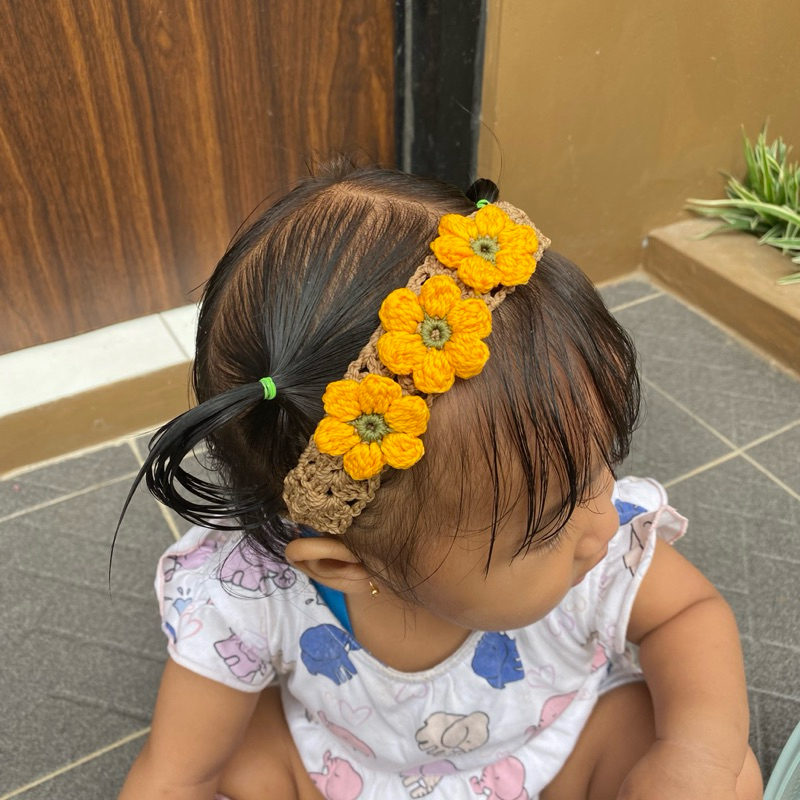 Jual Bandana Bunga Rajut Bando Bunga Rajutan Handmade Crochet Headband ...