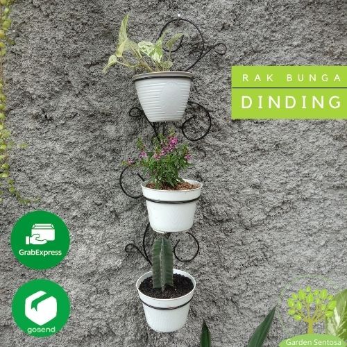 Jual Rak Bunga Besi Tempel Dinding Isi 3 Slot Ukuran Pot 15cm Murah ...