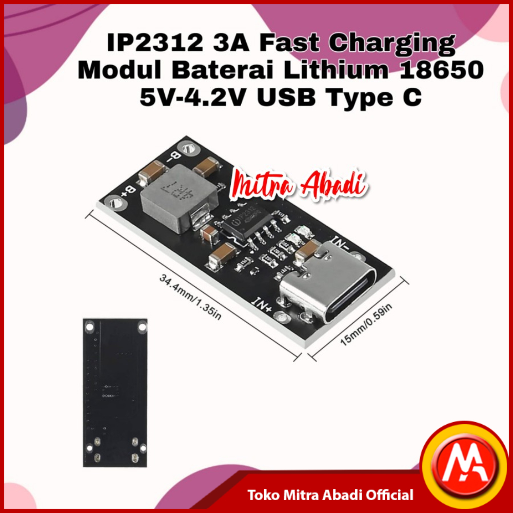 Jual IP2312 3A Fast Charging Modul Baterai Lithium 18650 5V-4.2V USB Type C | Shopee Indonesia