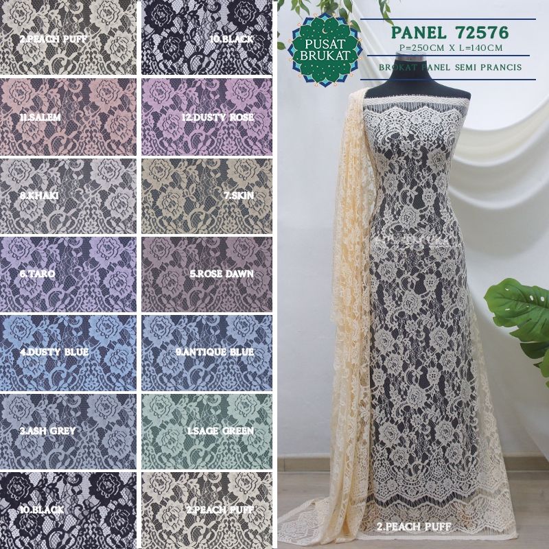 Jual KAIN BROKAT SEMI PRANCIS PANEL KATUN / BAHAN KEBAYA BRUKAT, SABINA ...