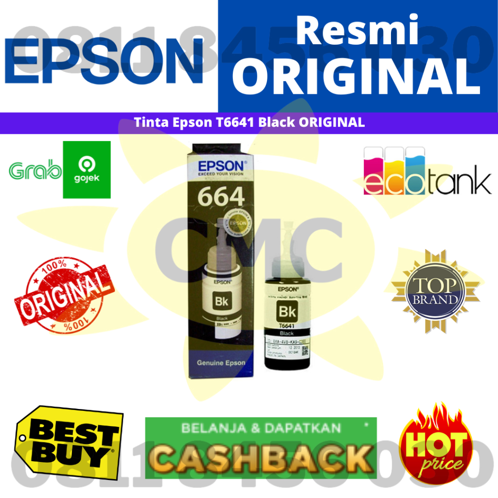 Jual TINTA EPSON T6641 6641 Black ORIGINAL KEMASAN BARU | Shopee Indonesia