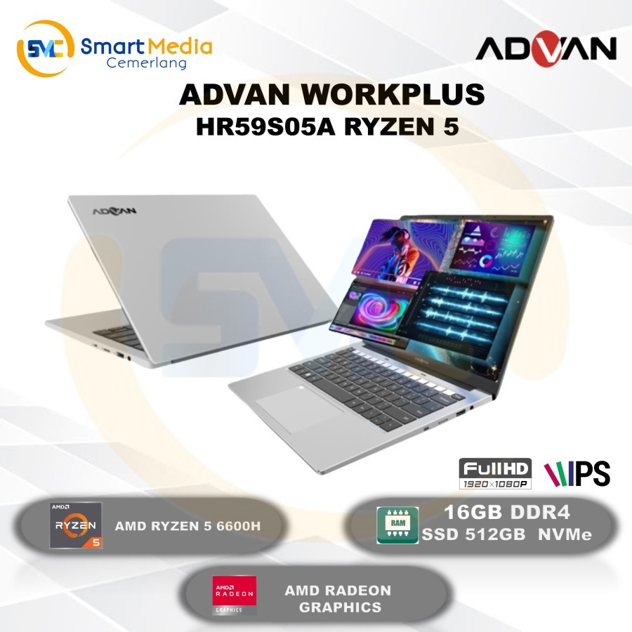 Jual ADVAN WORKPLUS HR59S05A - RYZEN R5-6600H - 16GB - 512GB SSD - 14 ...