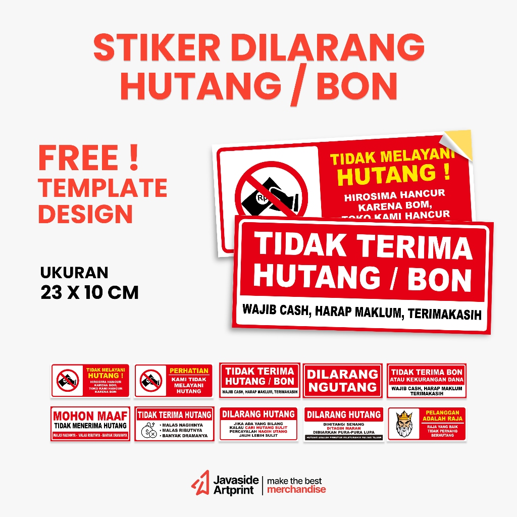 Jual STIKER DILARANG HUTANG/BON - STIKER WARUNG - STIKER TOK0 DILARANG ...