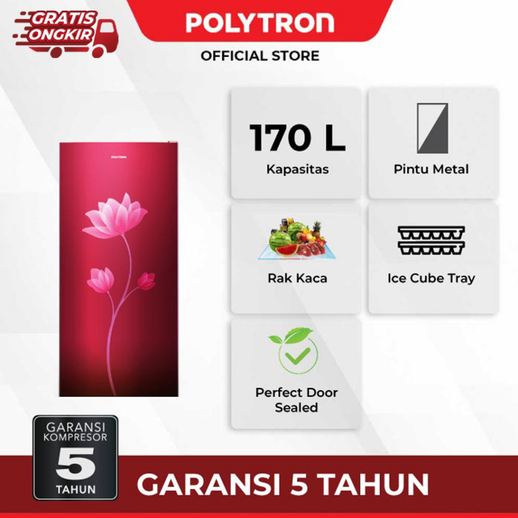 Jual POLYTRON Kulkas 1 Pintu Metallic Series 170 liter PRB 179R ...